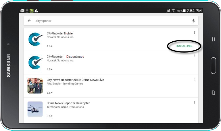 Install CityReporter on Android Tablets and Phones