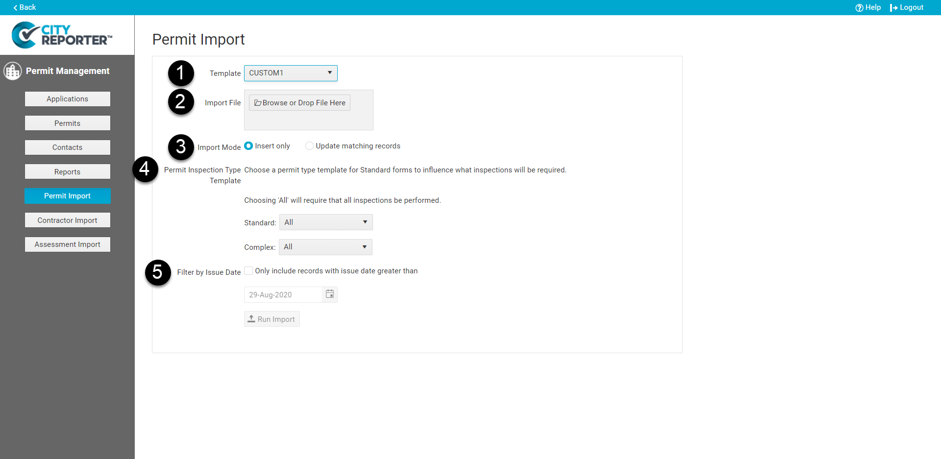 Permits & Construction: Permit Import Screen